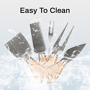 XILAZAB Cheese Knife Set Premium Cheese Knives Set with Wooden Handle,Mini Cheese Board Knife Set,Cheese Slicer,Butter Cutter,Cheese Spreader,Cheese Fork,Charcuterie Accessories