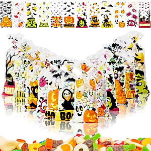 JOYIN 108 Pcs Halloween Cellophane Bags in 12 Halloween Classies Pattern Designs for Trick-or-Treating, Halloween Party Favors, Halloween Party Supplies, Birthday Gifts Bags and Decoration