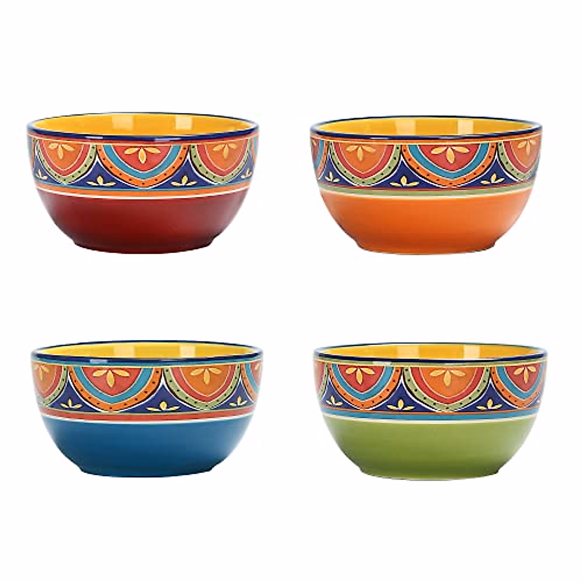 Bico Tunisian 26oz Ceramic Cereal Bowls Set of 4, for Pasta, Salad, Cereal, Soup & Microwave & Dishwasher Safe