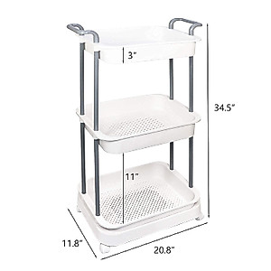 Beaugreen Rolling Cart, Adjustable, Lightweight, Waterproof Storage, Grey Frame, 99lbs Load Capacity