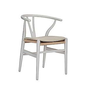 VODUR Wishbone Chair Cushion, Quality PU and Soft Foam Chair Seat Cushion, Seat Cushions/Pads for Hans Wegner Y Chair (White)