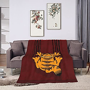 Garfield Blanket Super Soft Flannel Fleece Throw Blankets Luxury Warm Plush Bedding for Sofa Living Room Bedroom (Red, 50"X40")
