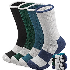 Yeblues 4 Pairs Merino Wool Socks Mens - Thick Thermal Winter Heavyweight Boot Socks Super Soft Warm Hiking Socks (Size 6-11)