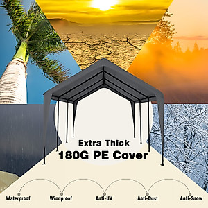 NOWENSOL Carport 12x20ft Car Port Garage Canopy Heavy Duty Car Tent Without Sidewalls & Doors, All Season and Portable Garage for Boat, Wedding Party, Outdoor Camping, Commercial, UV Resistant