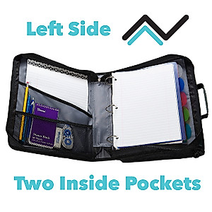 Case-it The Z Shape Zipper Binder - Two Binders in One - Double Sided 1.5 Inch D-Ring - Multiple Pockets - 500 Page Capacity - Comes with Shoulder Strap, Blue Z-176