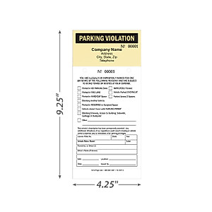 SmartSign (Pack of 50) Custom Parking Violation Ticket Two-Part, Add Your Company Name and Contact Details, 9.25 x 4.25 inch, Manila Cardstock with Adhesive and Two-Part Parking Ticket