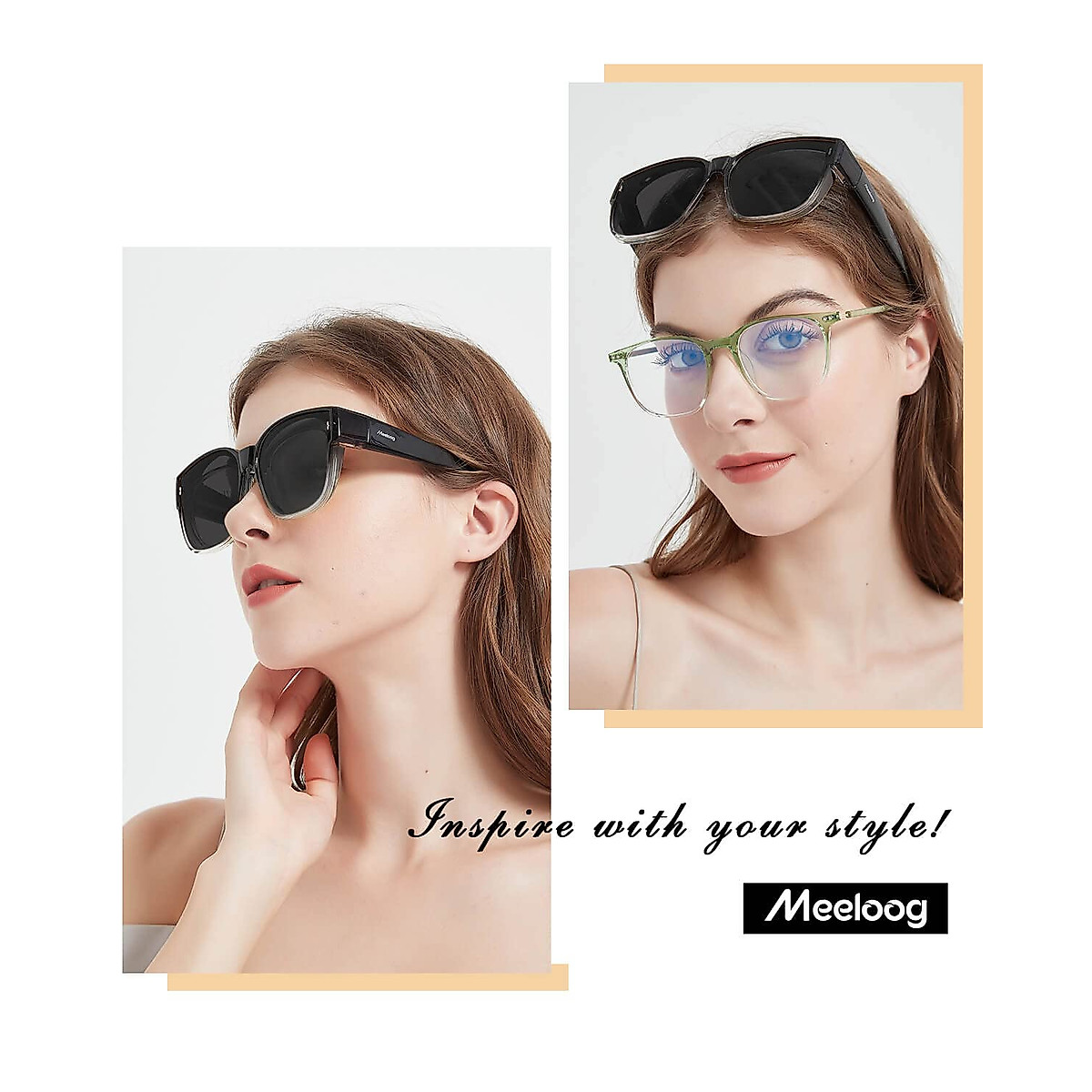 Meeloog Large Polarized Fit Over Glasses Sunglasses For Women Men, Oversized Trendy Square Shades For Driving Riding MST0110 (P1 Gradient Black Frame/Black Lens)