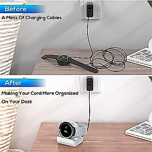 Stand for Samsung Galaxy Watch 7 40,44mm /Watch Ultra/Watch 6 Classic/Watch 5/Watch 5 Pro Charger,Non-Slip Silicone Charger Dock Accessories Support Charging Holder -White, Charger Cable Not Included