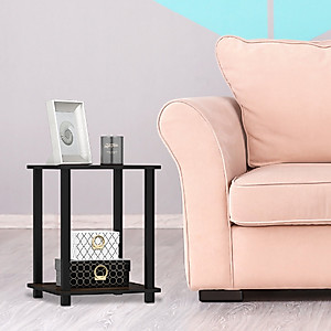 Furinno Simplistic Set of 2 End Table, Columbia Walnut/Black
