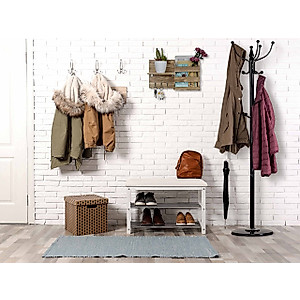 AIBLOM Wall Key Holder with Shelf，Wall Mounted Mail Organizer, Rustic Farmhouse Key Hooks for Wall Decorative, Dog Leash Organizer for Wall/Entryway/Mudroom