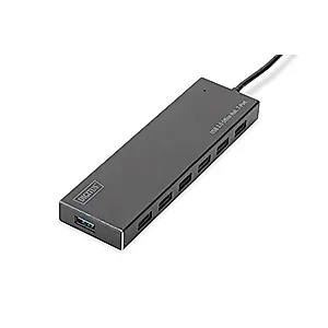 DIGITUS USB Hub, USB 3.0 Backwards Compatible Grey Black 7 Ports