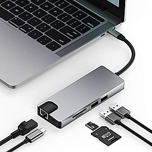 Jiali USB-C 4K Hub Converter TW9R 9 in 1 USB-C/Type-C to 2 USB 3.0 + USB-C/Type-C + HDMI + VGA + RJ45 Network Interfaces HUB Adapter with Micro SD/SD Card Slots (Grey) (Color : Grey)