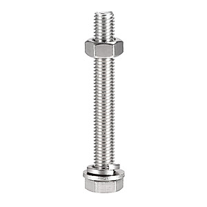 uxcell M10 x 80mm Hex Head Screws Bolts, Nuts, Flat & Lock Washers Kits, 304 Stainless Steel Fully Thread Hexagon Bolts 4 Sets