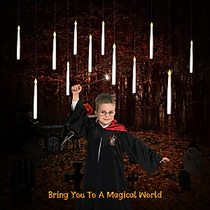 SUPERSUN Floating Candles with Wand Control, 12Pcs Hanging Flameless Candles, Christmas Candles for Christmas Decor Halloween Holiday Party Birthday Wedding Bedroom Window Home Décor