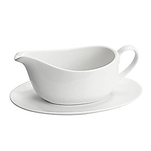 Gravy Boat, 17 Oz Gravy Boat with Saucer Gravy Bowl for Gravy Salad Spout Milk 1 PC