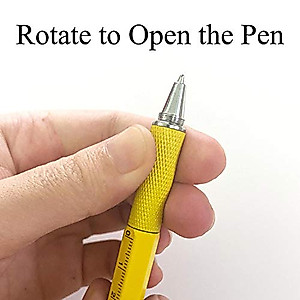 RENXING 6 in 1 Screwdriver Tech Tool Pen | Multitool Ballpoint Pens 0.7mm Ink | with 4 Refills | Touchscreen Stylus | cm inch Ruler and Levelgauge | Pocket Gadget Kit for Men Women Girls Boys, Yellow