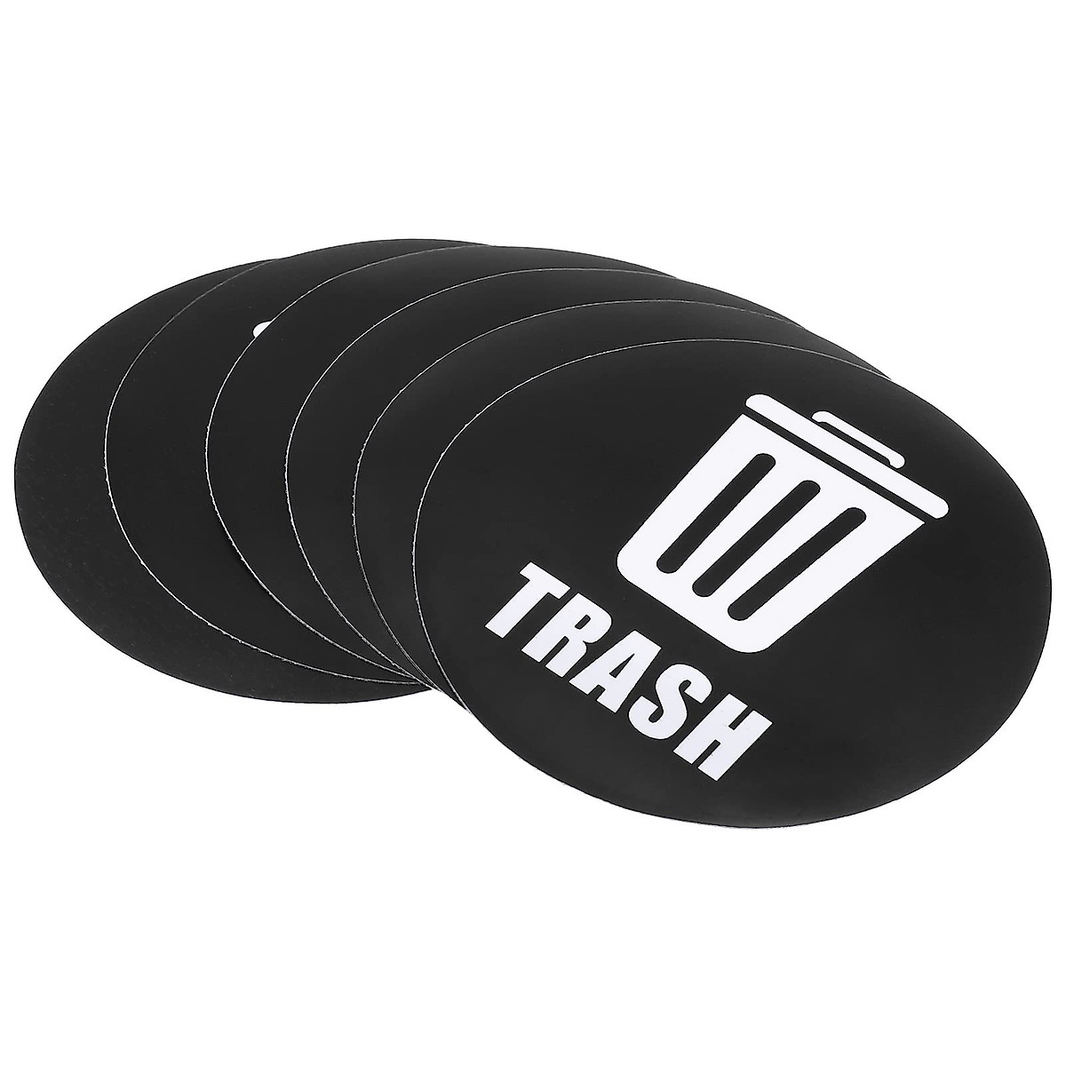 M METERXITY 6 Pack Recycle Sticker - Home Trash Can Labels, Strong Adhesion & Smooth Surface, Apply to Kitchen/Garden Trash Bin (5 Inch, White on Black)