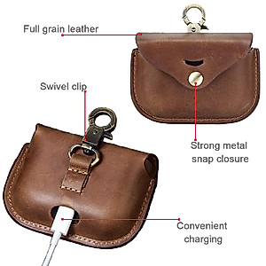 for wf-1000xm3 Case, Personalized wf-1000xm3 Leather case with Carabiner, Genuine Leather Protective Case Cover Shockproof for So-ny WF-1000xm3 Case Wireless Charging Case (Customize, Brown)