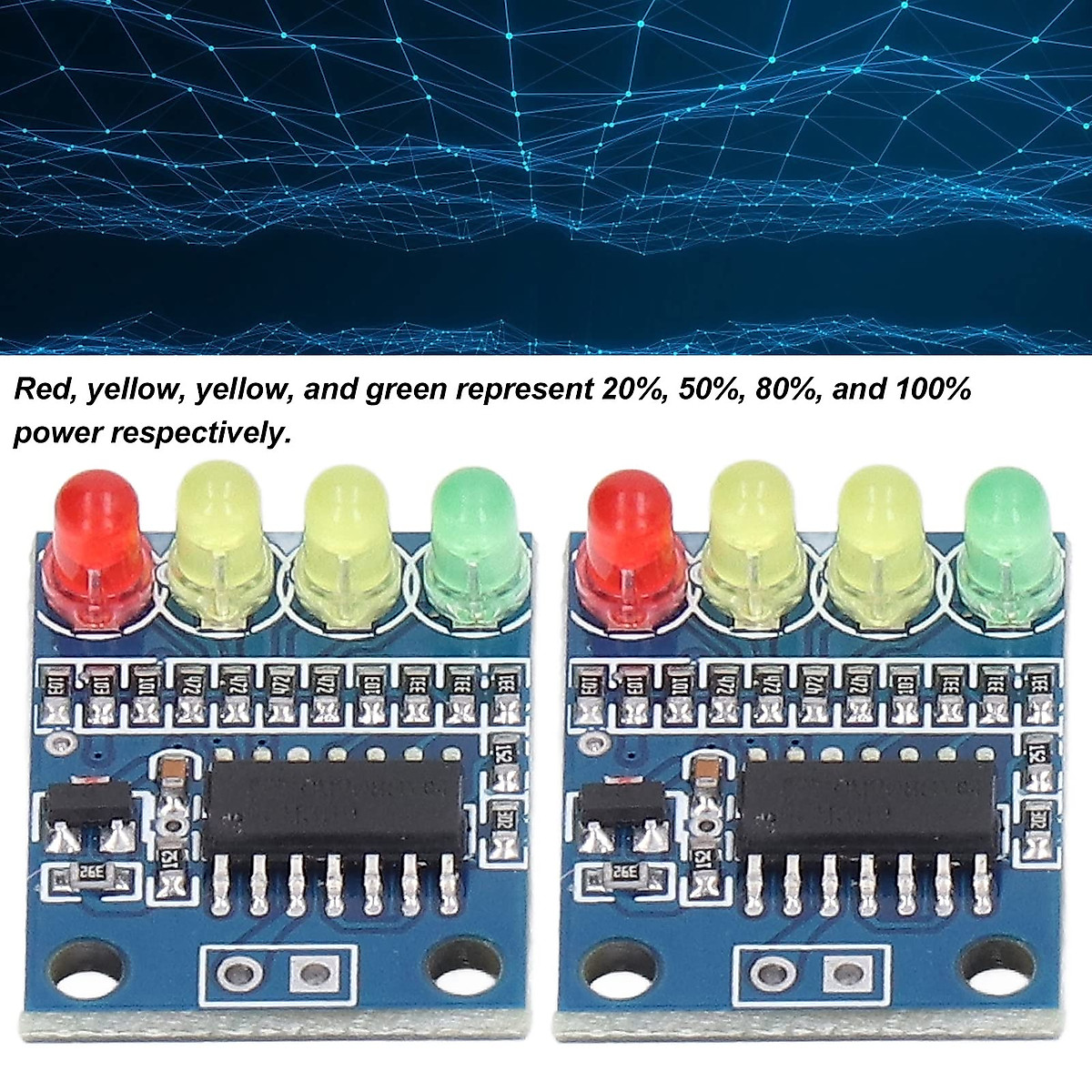 2Pcs Battery Level Indicator Battery Capacity Module Battery Level Indicator Module Module Capacity Tester Board 4 Phase 12V with 4pcs LED