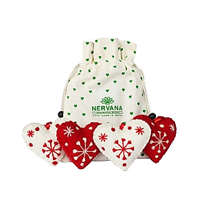 Hearts Christmas Ornaments Set of 4-Snowflake 100% Pure New Zealand Wool Handmade Eco-Friendly Valentine's Day Decor Shower Nursery Decoration Fair Trade (4, Heart)