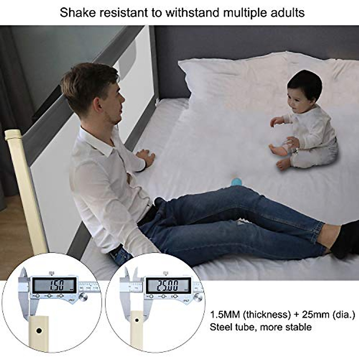 Mingfuxin Extra Long Safety Bed Rails for Toddlers, Vertical Lifting Foldable Bed Guardrail Crib Bed Rails Guard for Kids Twin, Double, Queen & King Size with Dual Lock- Single Side 70"