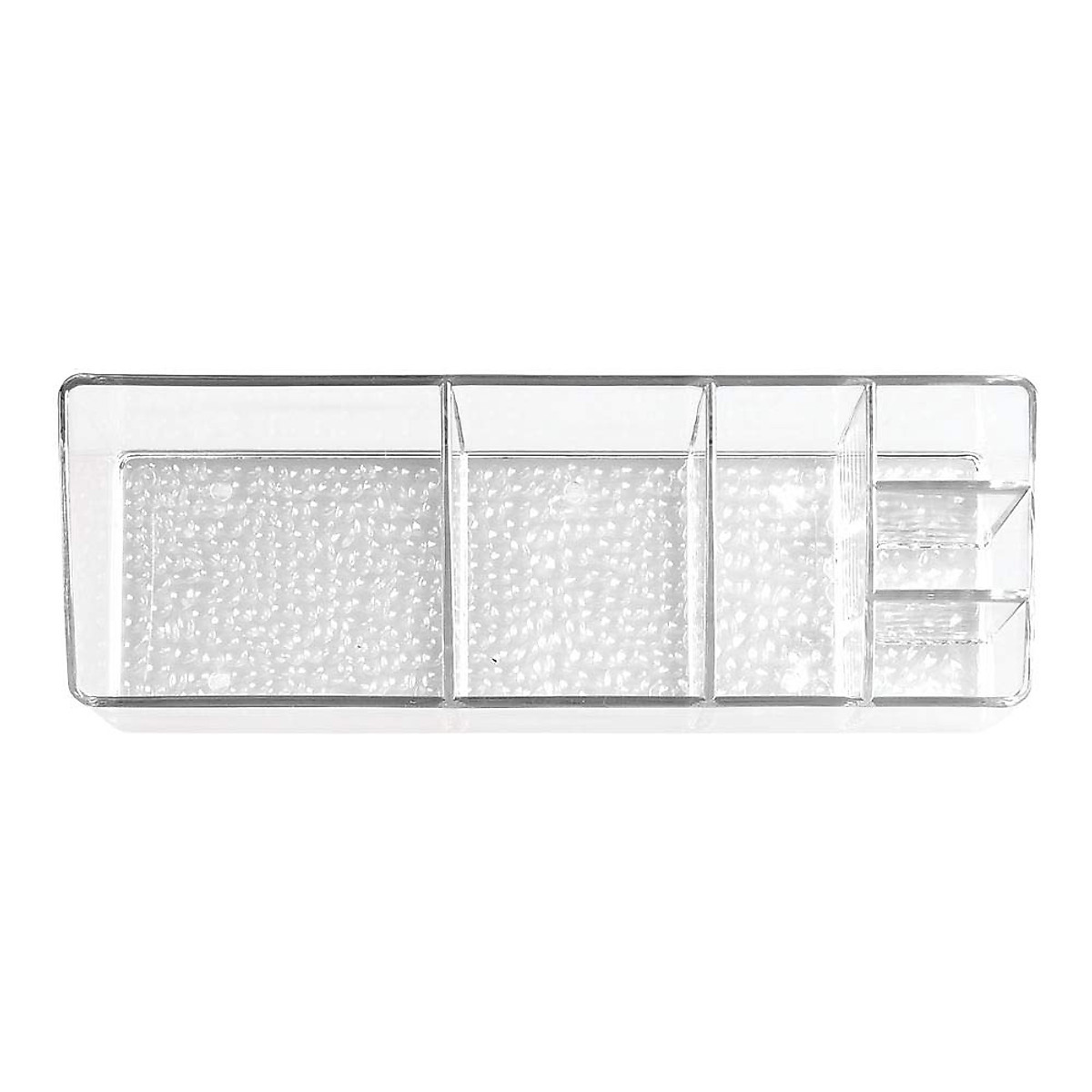iDesign Divided Bathroom Vanity Organizer for Bathroom, Kitchen, Bedroom, Office, 9" x 3" x 2", Clear