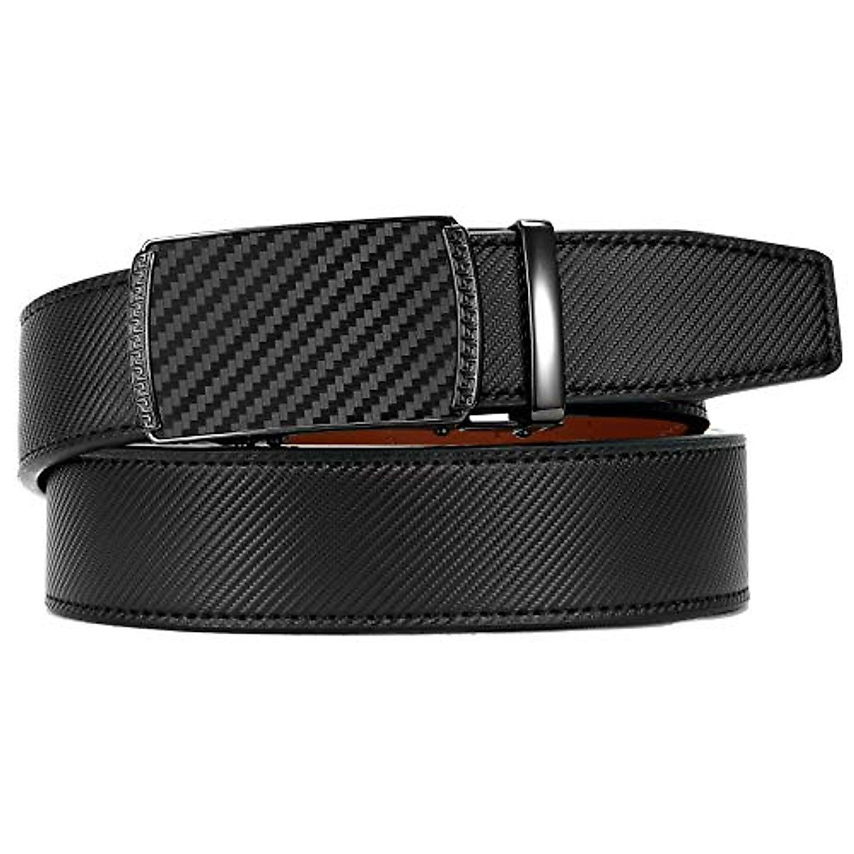 CHAOREN Ratchet Belt for Men - Mens Belt Leather 1 3/8" for Casual Jeans - Micro Adjustable Belt Fit Everywhere