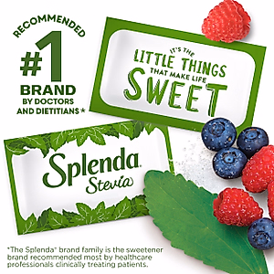 SPLENDA Stevia Zero Calorie Sweetener, Plant Based Sugar Substitute Granulated Powder, Single Serve Packets, 500 Count (Pack of 1)