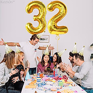 Giant, Gold 32 Balloon Numbers - 40 Inch | Cheers to 32 Birthday Decorations for Women | Gold Number 32 Balloons, 32 Birthday Decorations for Men | Metallic Gold 32 Number Balloons, Birthday Party Men