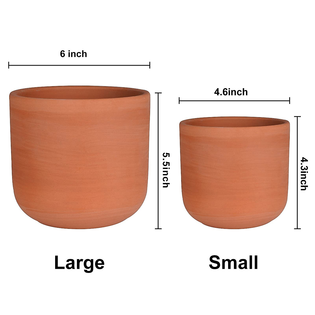 Thirtypot Terracotta Succulent Planter Pot with Drainage Hole, Large Round Shallow Bonsai Pot for Indoor Plants