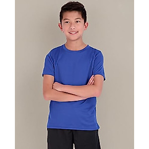 Real Essentials 5 Pack: Boys Mesh Short Sleeve Shirts Crew Neck Tshirt Tops Tees Youth Teen Active Wear Athletic Quick Dry Basketball Gym Sport Undershirt Soccer Top -Set 11,XL 16-18