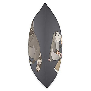 Raccoon and Possum Wildlife Pals Possum and Raccoon Eating Pizza Throw Pillow, 18x18, Multicolor