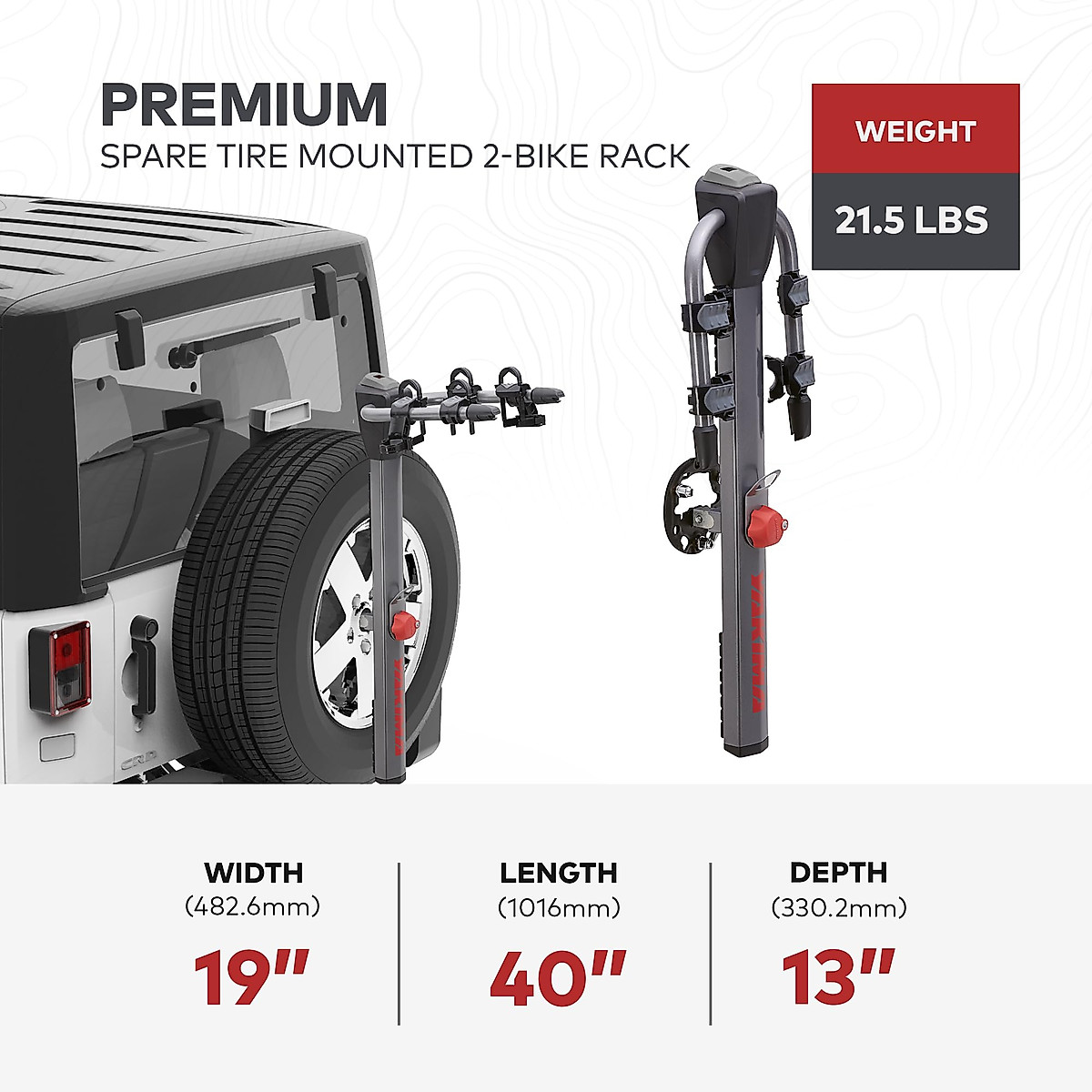YAKIMA - SpareRide, Bicycle Rack, Turns Your Rear Mounted Spare Tire Into A Rack, 2 Bike Capacity