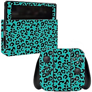 MightySkins Skin Compatible with Nintendo Switch - Teal Leopard | Protective, Durable, and Unique Vinyl Decal wrap Cover | Easy to Apply, Remove, and Change Styles | Made in The USA