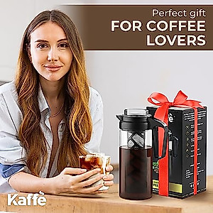 Kaffe Cold Brew Coffee Maker, 1.3L Iced Coffee Pitcher, Cold Brew Coffee and Tea Brewer, Easy to Clean Mesh filter, Double Wall Tritan Glass (1.3L)