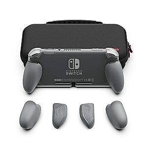 Skull & Co. GripCase Lite Bundle: A Comfortable Protective Case with Replaceable Grips [to fit All Hands Sizes] for Nintendo Switch Lite- Gray