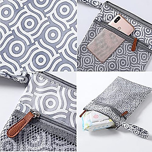 MOMIGO Wet Dry Bags for Baby Cloth Diapers - Reusable, Washable for Stroller, Diapers, Toiletries, Travel Bags, Beach, Pool, Gym Bag with Two Zippered Pockets (Cactus)