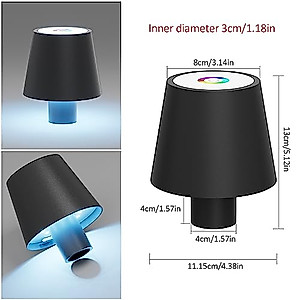 Howskys 2 Pack LED Dimmable Bottle Lamp 3000k+RGB, IP54 Wireless Bottle Lamp for Indoor and Outdoor, 5500 mAh Rechargeable Bottle Lamp for Family, Restaurant & Bar(Black)