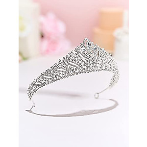SWEETV Anastasia Tiaras and Crowns for Women, Wedding Tiara for Bride, Rhinestone Queen Crown, Silver Crystal Princess Headpieces for Prom Costume Party