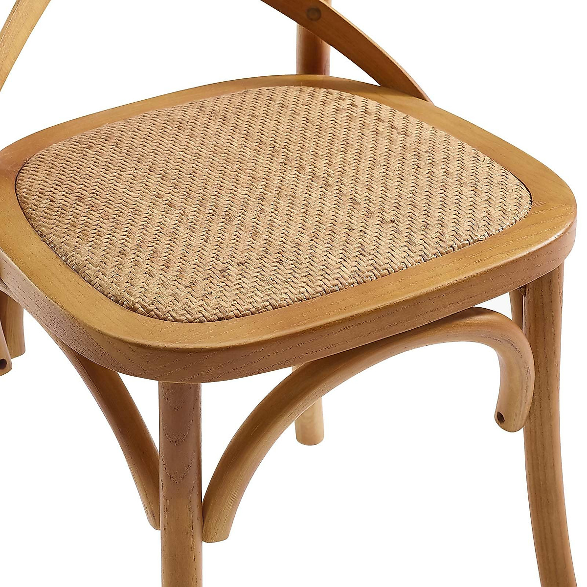 Modway Gear Rustic Modern Farmhouse Elm Wood Rattan Dining Chair in Walnut