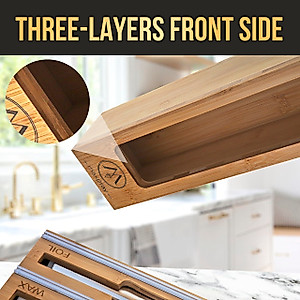 Maxpray Premium Storage Bag Organizer, Foil and plastic Wrap Organizer with Cutter, Kitchen Organizers and Storage Compatible with Gallon, Quart, Sandwich, Snack Bags and 12" Aluminum Foil & Wax Paper