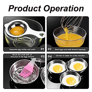 Poached Egg Cooker, Stainless Steel Egg Poacher, 3-Cup Poached Egg Cooker, Nonstick Egg Poacher Cups, Egg Poaching Pan with Rack and Handle for Microwave Oven Stovetop, Round, Egg Poacher Pan
