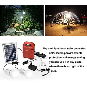 MeetUs Portable Home Outdoor Generation System Small DC Solar Panels Lighting Charging Generator Power System, 2 Pcs Lighting Bulb + 4 In 1 USB Charging Cable