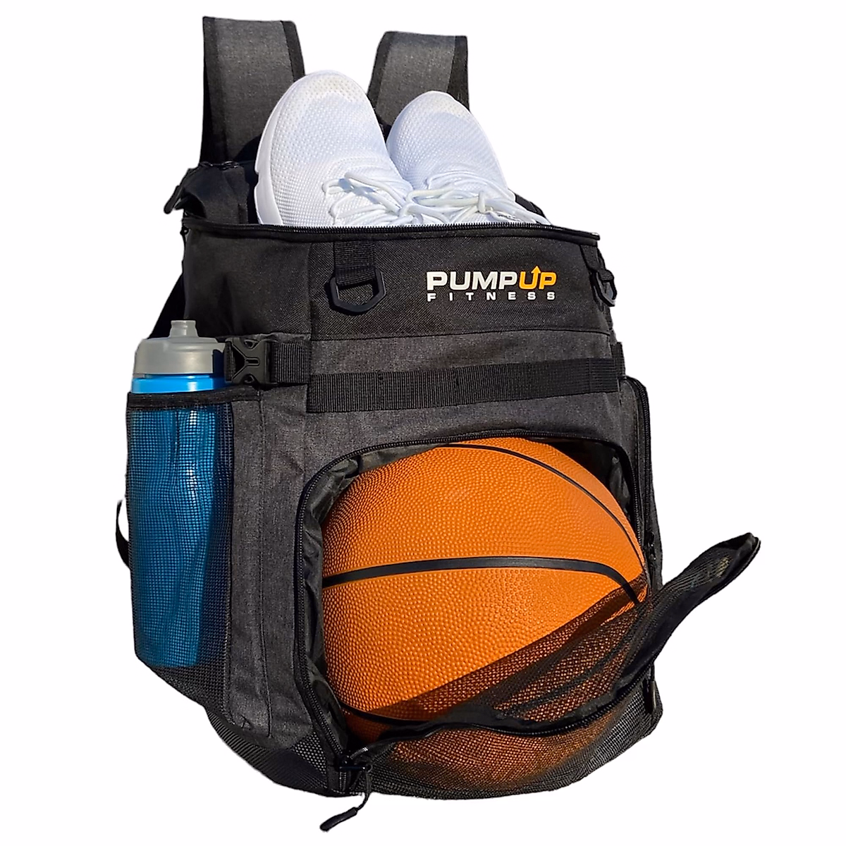 Pump Up Fitness Basketball Backpack With Ball Compartment - Large Basketball Bag For Adult Men And Women - Best For Soccer And Volleyball Athletes - Big Sports Bag For All Equipment and Accessories