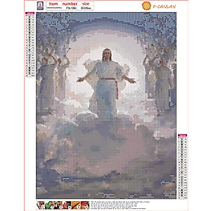 F-CANLAN Diamond Painting Kit Angel Jesus Full Drill (14X18 inches, Round, Oil, Clear) for Adult Religion Room Decor