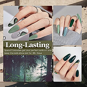 modelones Blue Green Gel Nail Polish Set - 6 Colors Misty Gray Dark Green Glitter Gel Polish Kit Sage Green Baby Blue Nail Gel Polish Soak Off LED Nail Lamp Gel Nail Kit DIY Home Nails Manicure Gifts