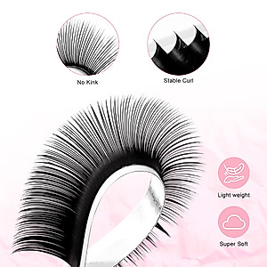 TDANCE Classic Lash Extensions Flat Lashes Eyelash Extensions 0.15mm C Curl Ellipse Eyelash Extensions 8-15mm Mixed Black Matte Individual Lashes Salon Use(Flat,C-0.15,8-15mm)