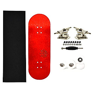 Teak Tuning 32mm Pro Fingerboard Complete - Fully Assembled with Pro Level Components - Pro Shaped Wooden Deck (32x97mm), UltraSpin Bearing Wheels, Prodigy Gen2 Trucks - The Crimson Classic