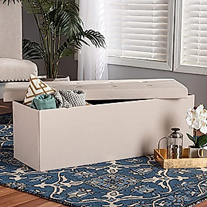Baxton Studio Haide Modern and Contemporary Beige Fabric Upholstered Storage Ottoman