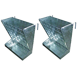 Little Giant Classic Heavy-Duty Galvanized Metal 2-in-1 Goat and Sheep Feeder (2 Pack)